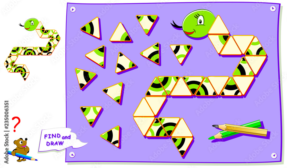 Logic puzzle game for young children. Need to find the place for all ...