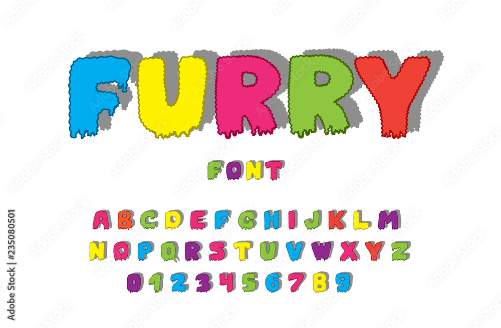 Gradually disappearing font, alphabet, letters and numbers. Vector ...