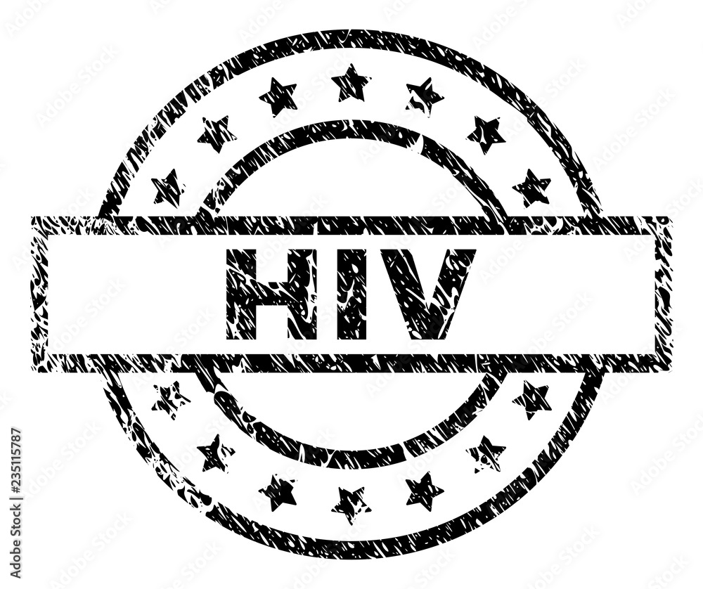 HIV stamp seal watermark with distress style. Designed with rectangle ...