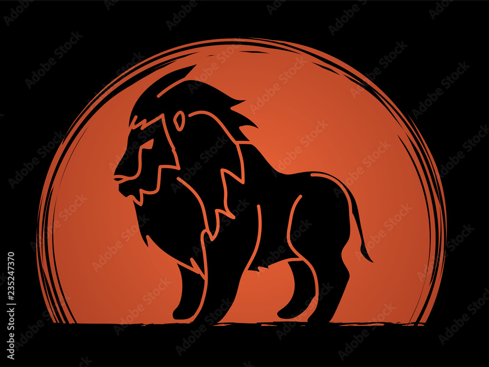 Lion standing side view graphic vector Stock Vector | Adobe Stock