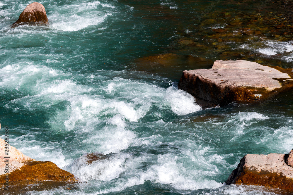 Water mountain river and the wonderful rocky creek. Water Drops after ...