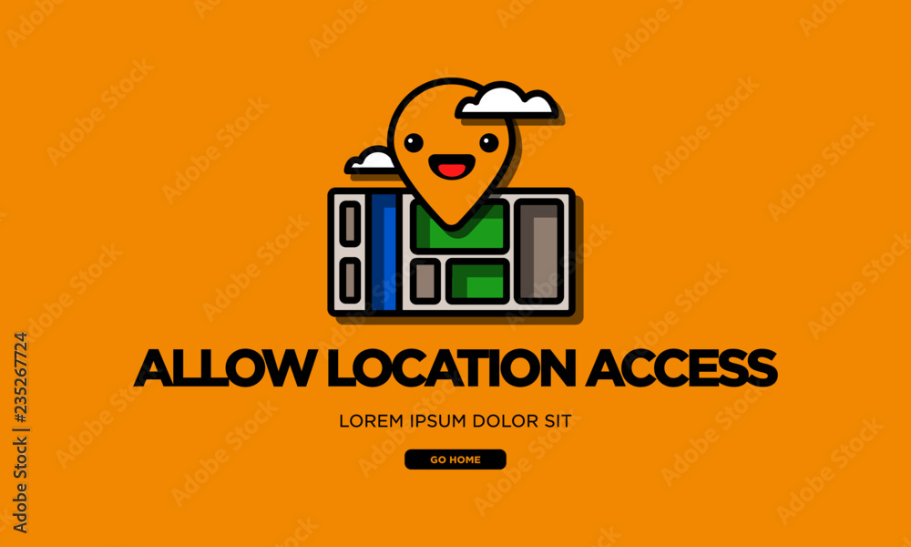 Allow Location Access Page Design with Pin and Map for App or Web Stock ...