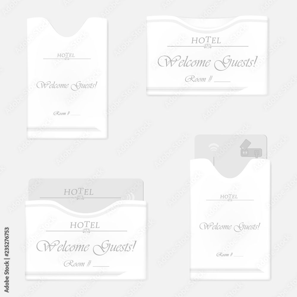White hotel key card holder set - with RFID keycard inside and empty ...