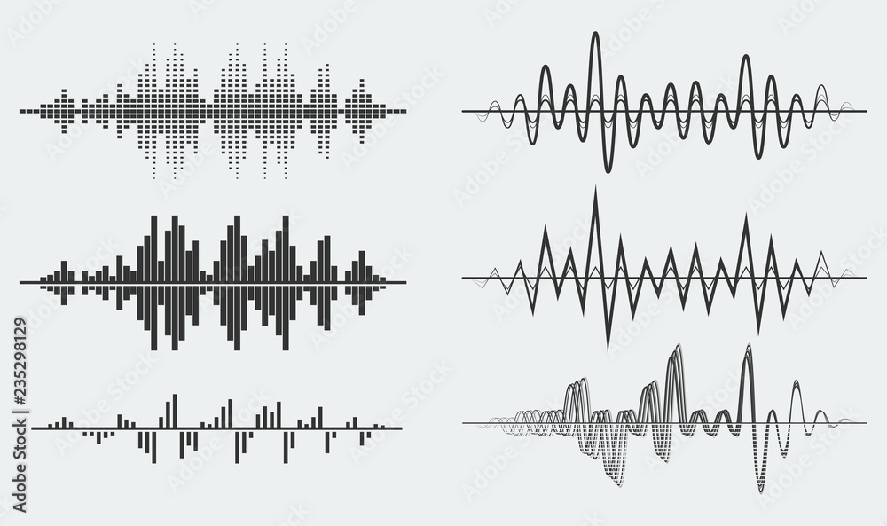Vector sound waves Stock Vector | Adobe Stock