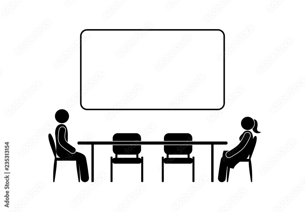stick figure sitting at table