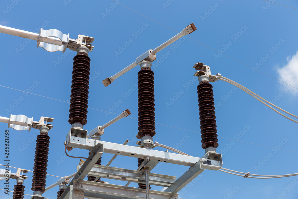115 kV Dis connecting switch in sub station. Stock Photo | Adobe Stock