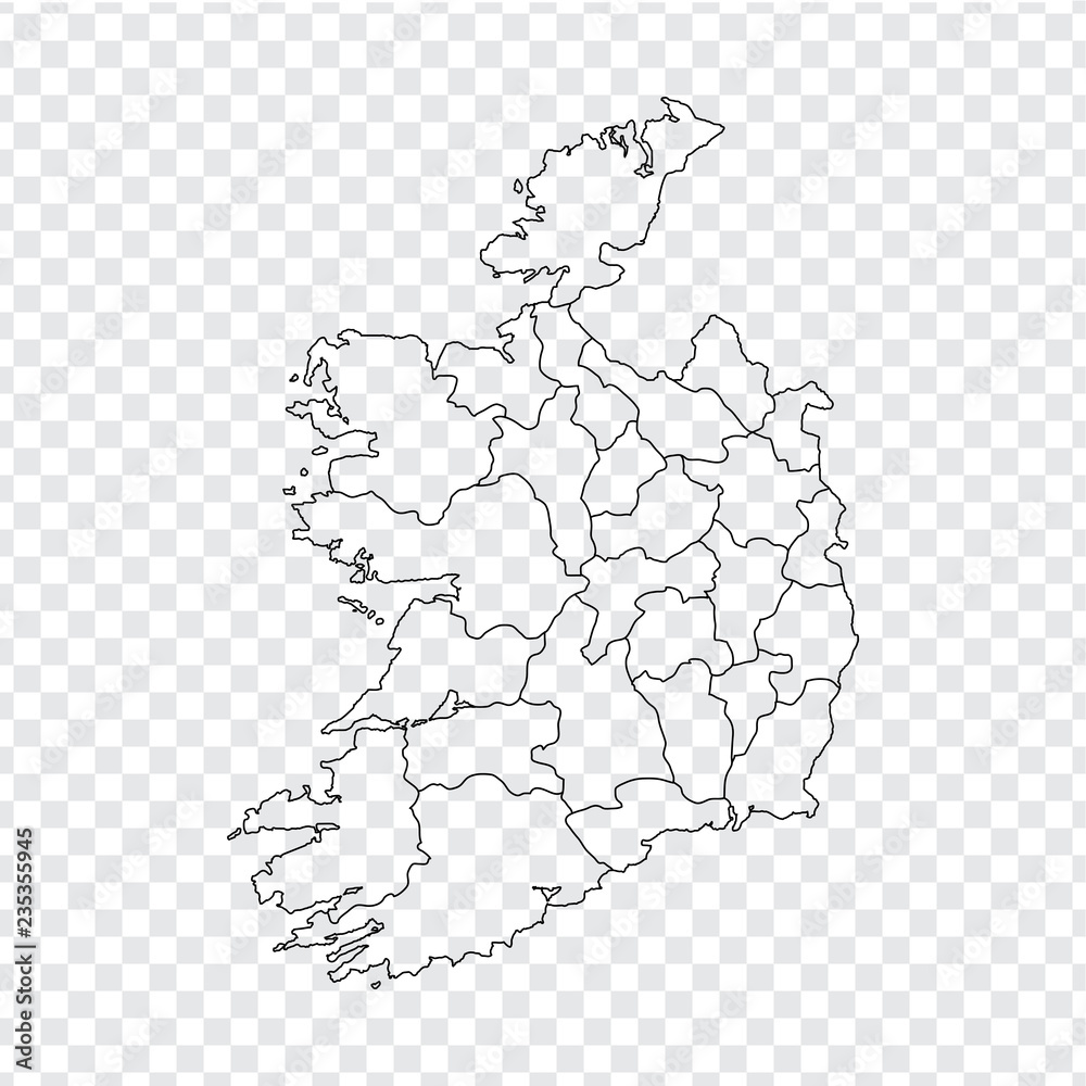 Blank map Ireland. High quality map Ireland with provinces on ...