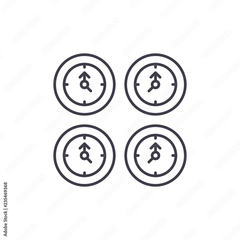 Time zones line icon concept. Time zones vector linear illustration ...