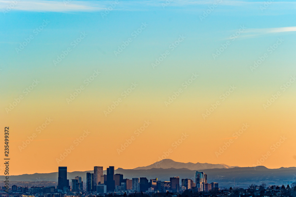 Denver skyline and mountains Stock Photo | Adobe Stock