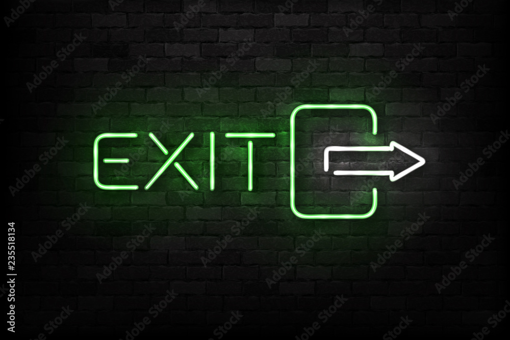 Vector realistic isolated neon sign of Exit logo for template ...