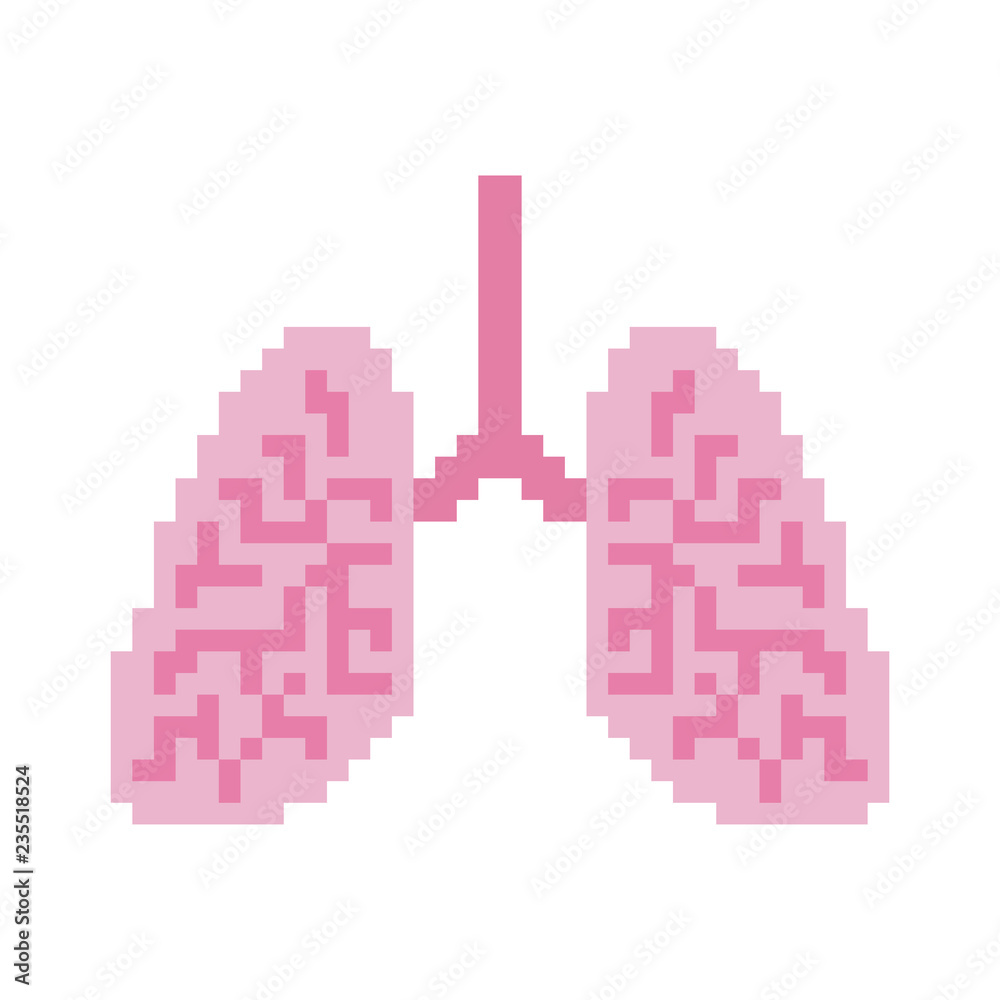 Lungs pixel art. Human internal organs 8 bit. Pixelate anatomy 16bit ...