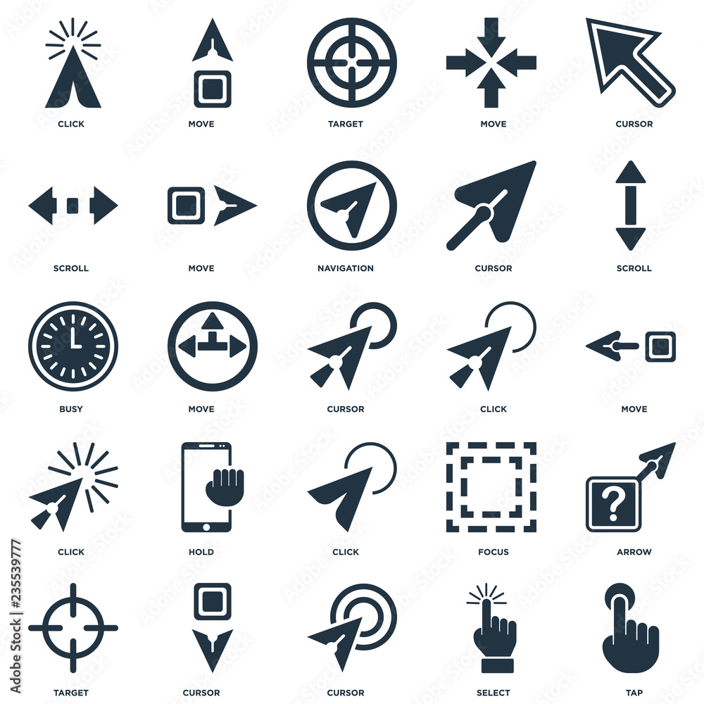 Elements Such As Tap, Select, Cursor, Target, Scroll, Click, Move icon ...