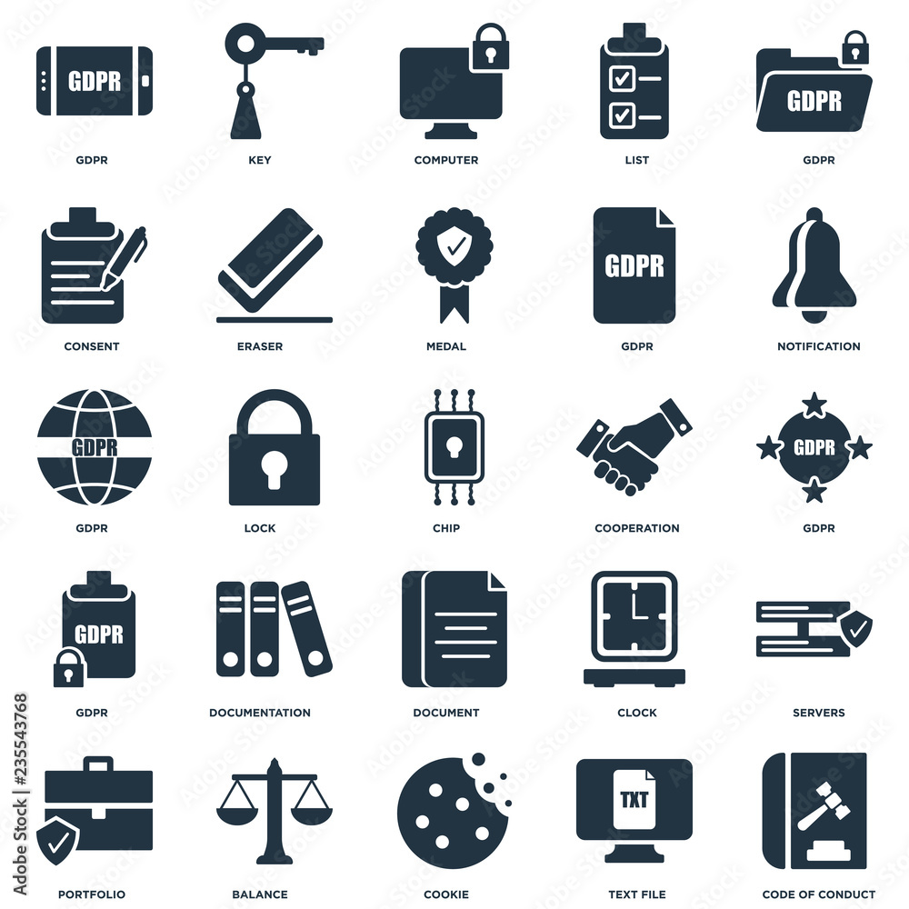 Elements Such As Code of conduct, GDPR, Notification, Key, Portfolio ...