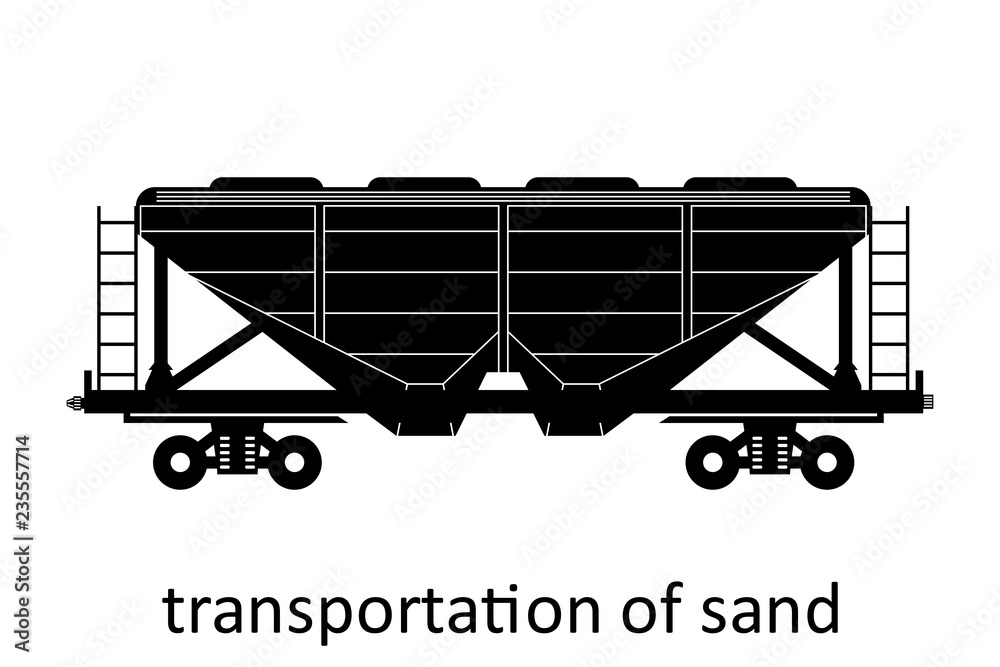 railway carriage of sand transportation with name. Cargo Freight ...
