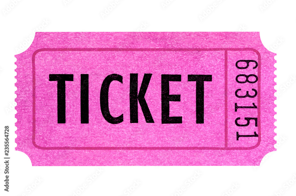 Pink ticket isolated white background. Stock Photo | Adobe Stock