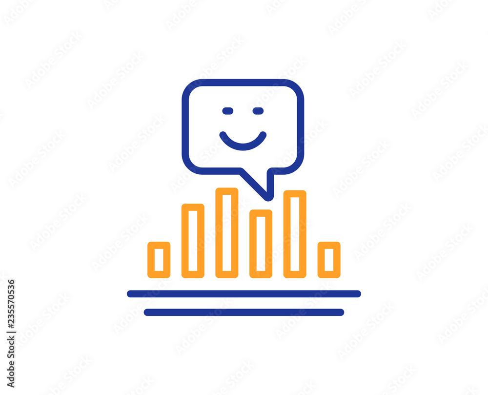 Smile chart line icon. Positive feedback rating sign. Customer ...