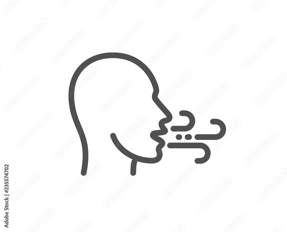 Breathing line icon. Breath difficulties sign. Respiration problems ...