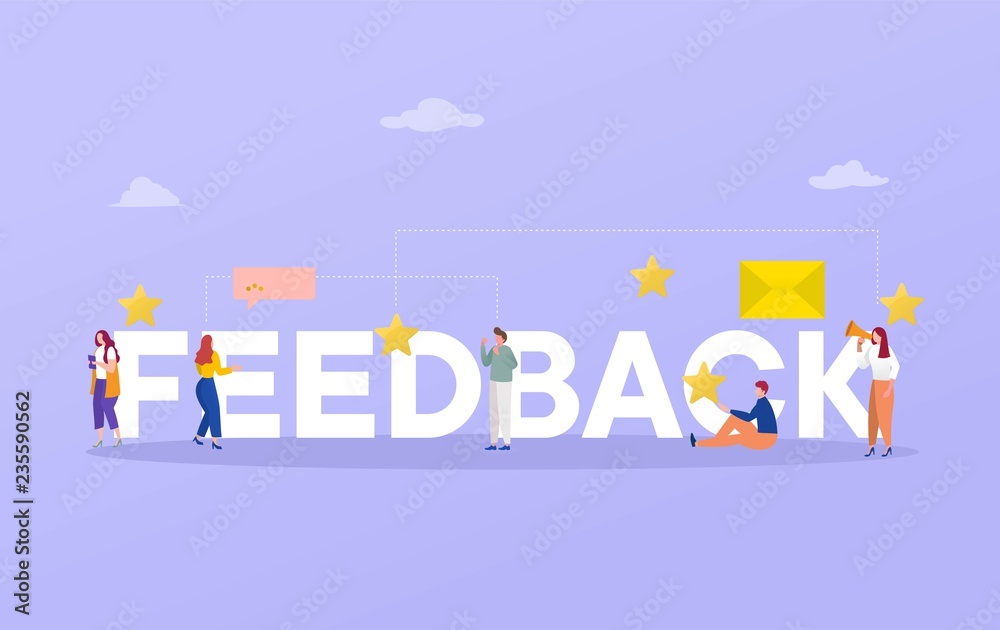 Feedback word rating vector illustration concept, people give review ...