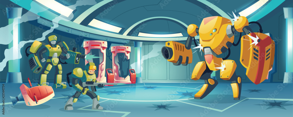Future army forces repel enemy attack on starship, space pirates ...
