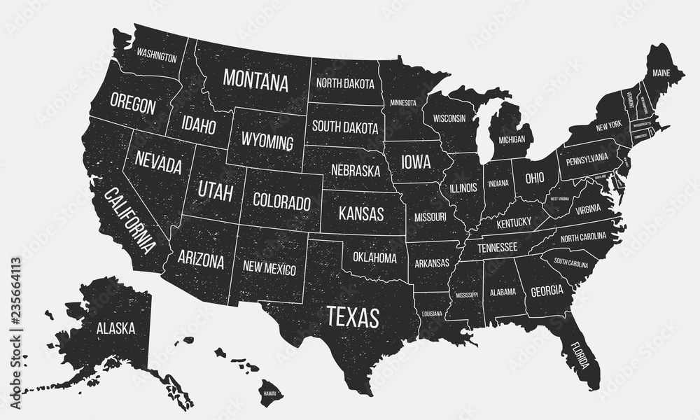 Printable Map Of The Usa With State Names