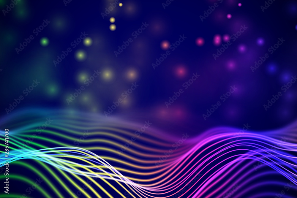 Stock-Vektorgrafik „3D Sound waves with floating particles. Data ...