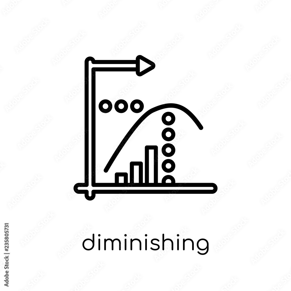diminishing returns icon. Trendy modern flat linear vector diminishing ...