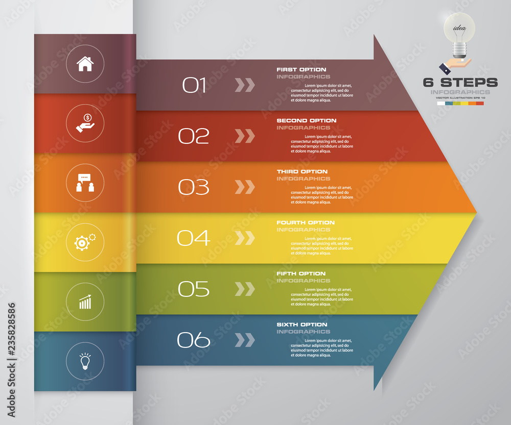 6 steps arrow infographics element template chart for presentation ...