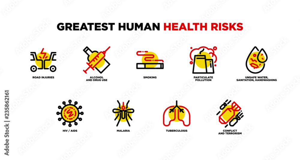 Greatest human health risks infographics Stock Vector | Adobe Stock