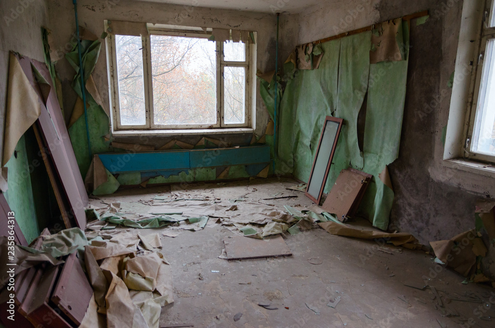 Room in 9-storey apartment building in dead abandoned ghost town ...