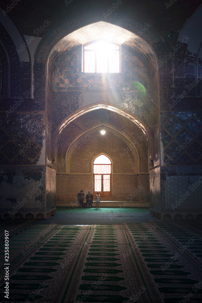 Lens effects with light in the Blue Mosque of Tabriz. Shia Islam ...