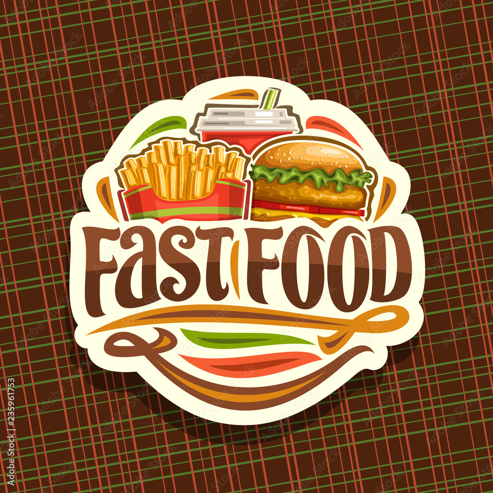 Vector logo for Fast Food, sticker with set of fresh chicken burger ...