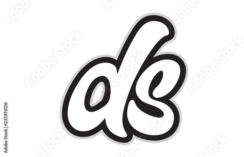 ds d s black and white alphabet letter logo combination icon design ...