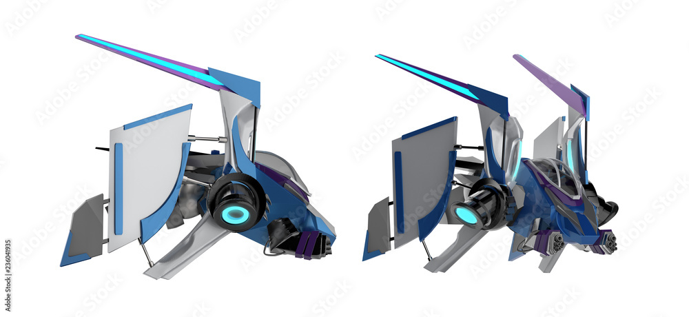 Isolated sci-fi spaceship side view. Stock Illustration | Adobe Stock