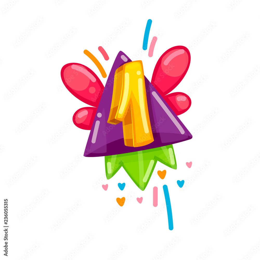 Cartoon vector illustration kids number 1 Stock Vector | Adobe Stock