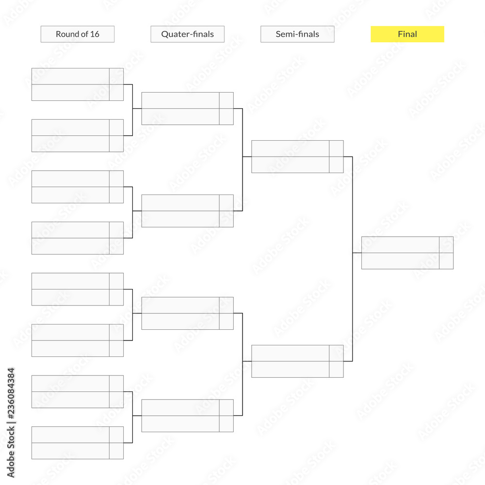 Round of 16 tournament bracket template for infographics. Stock Vector ...
