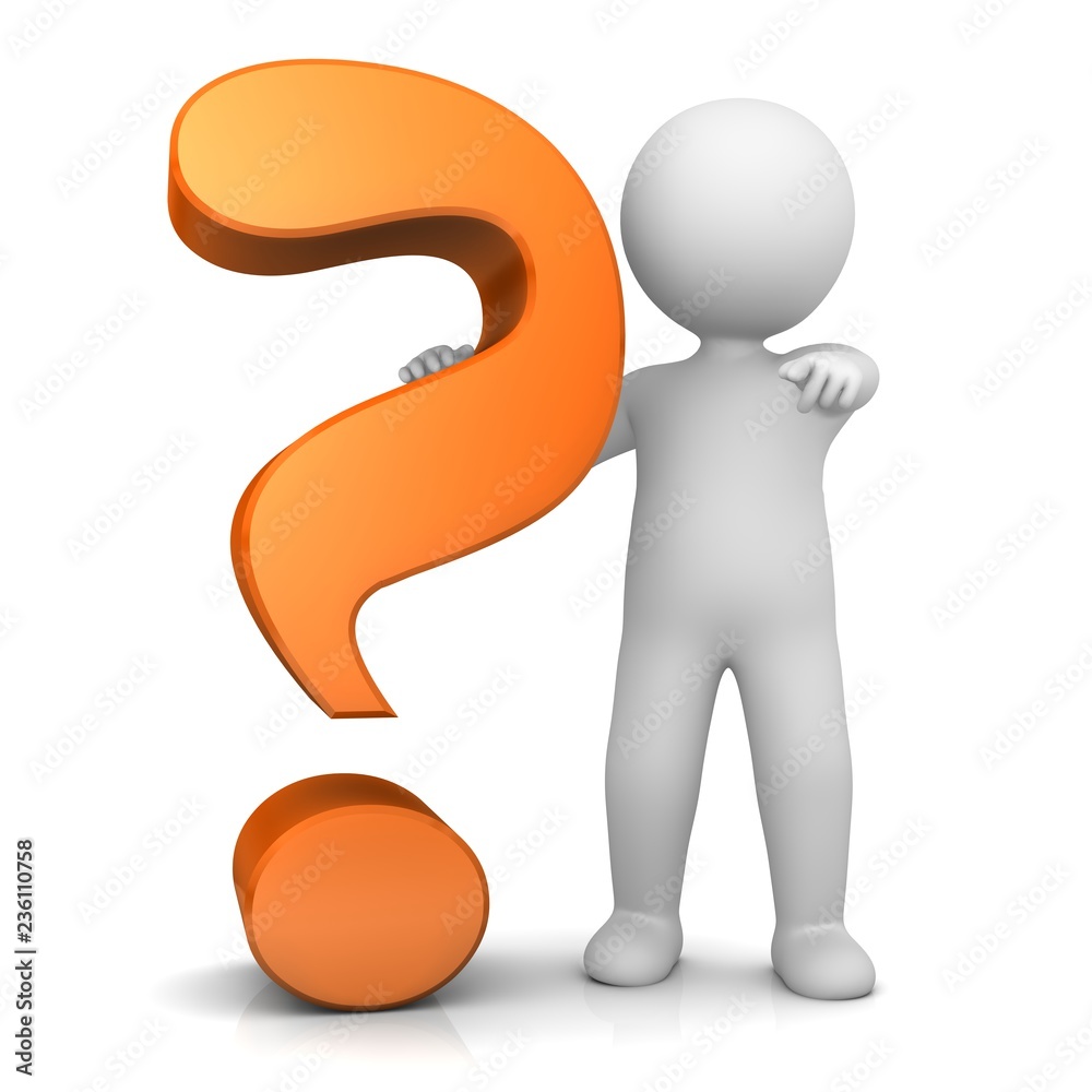 interrogation point 3d orange question mark man Stock Illustration ...