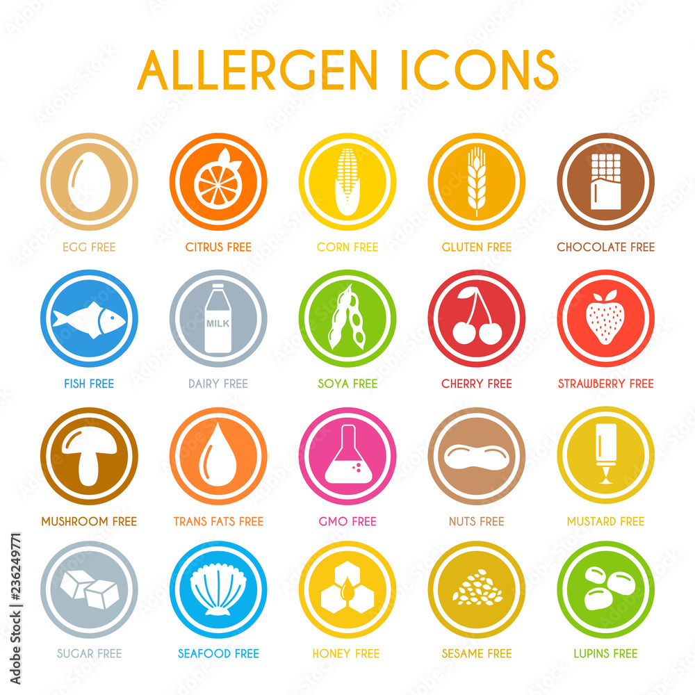 Allergen icons. Vector illustration Stock Vector | Adobe Stock