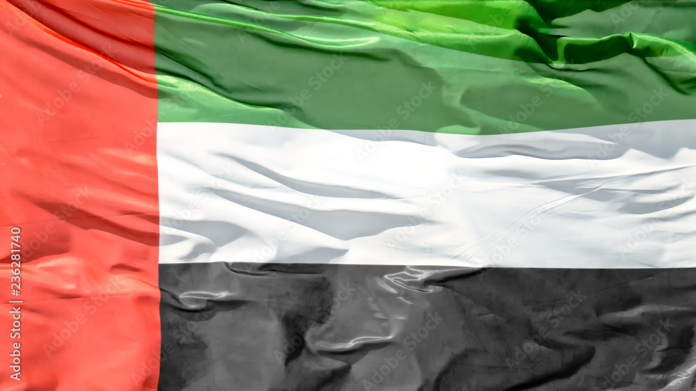 Plain crop view of crumpled United Arab Emirates UAE national state ...