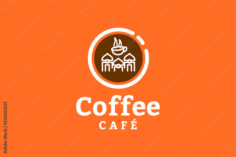 Coffee cafe logo template with type of line art logo inspiration. Can ...