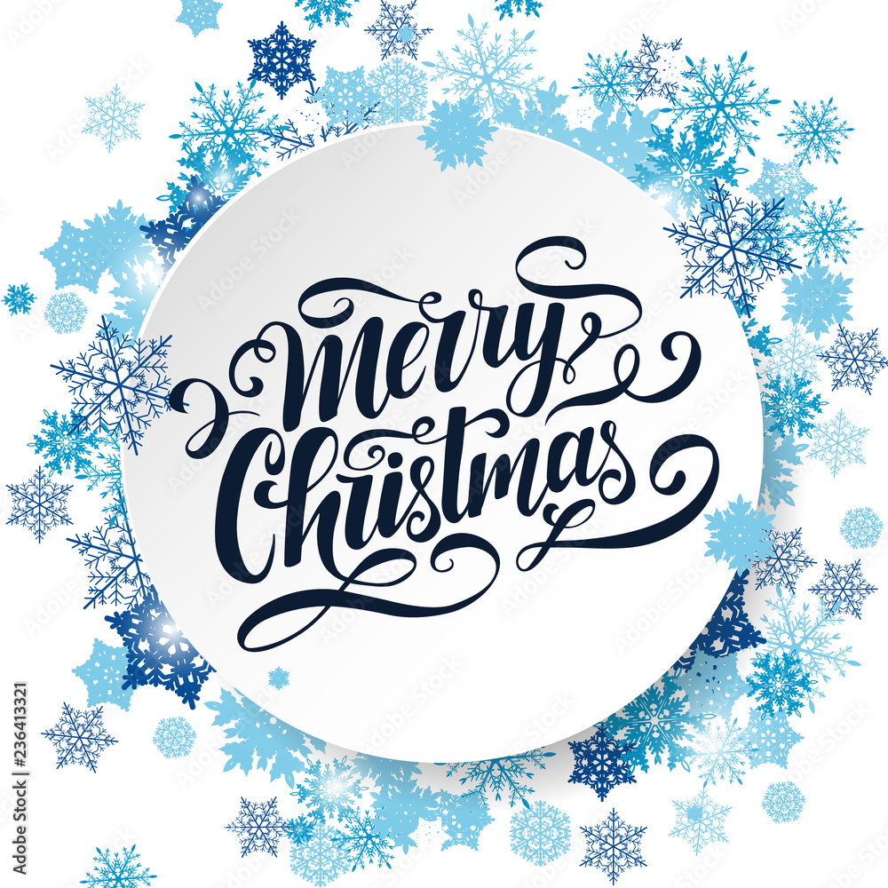 Merry Christmas vector lettering inscription. Handwritten Christmas ...