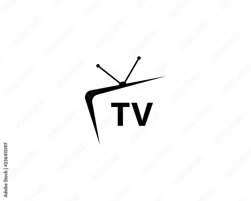 TV logo design flat icon Stock Vector | Adobe Stock