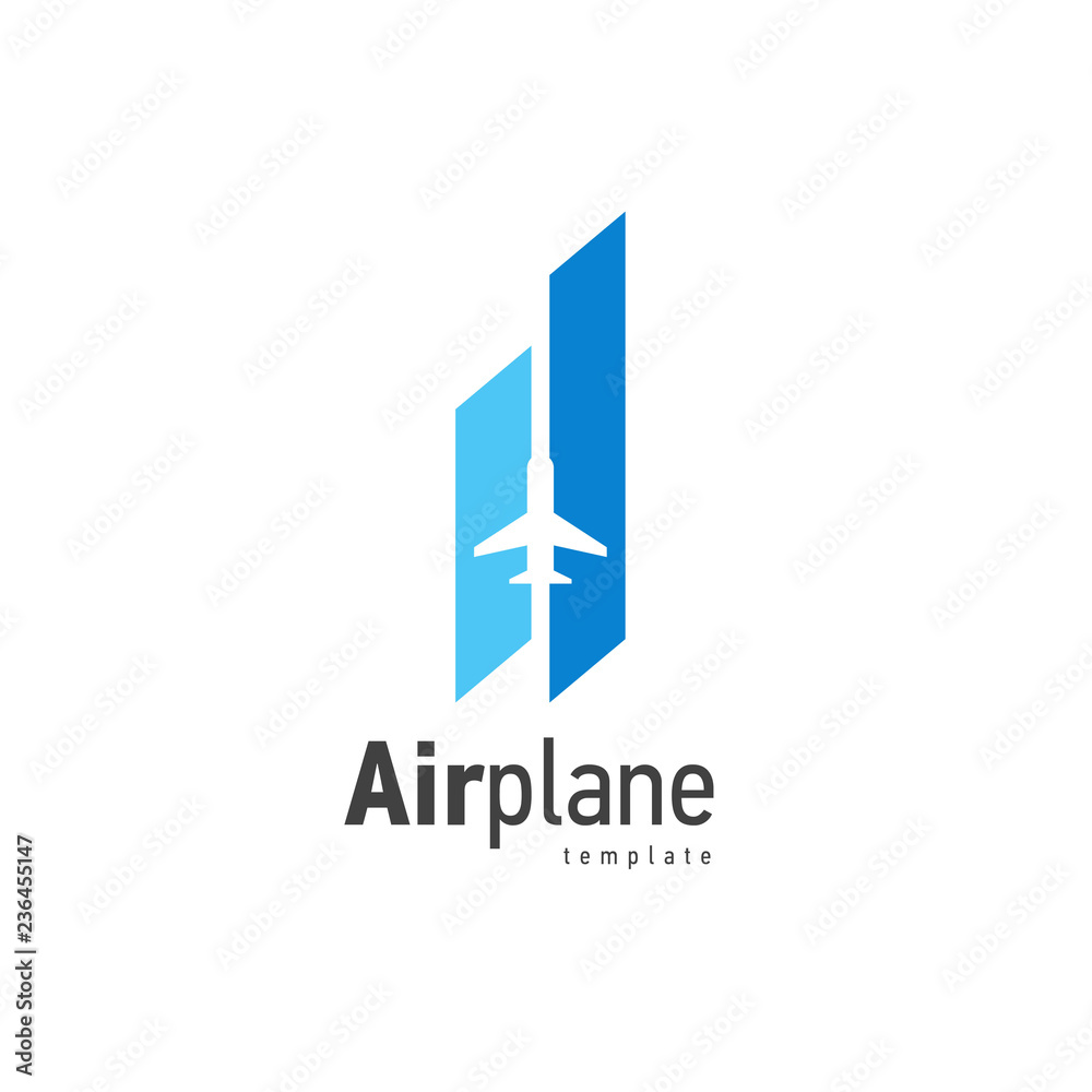 Airplane logo blue flight up stripes Stock Vector | Adobe Stock