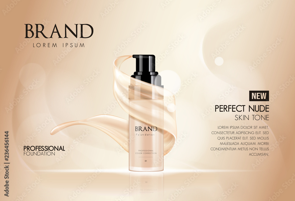 Cosmetic vector foundation premium product advertisment, ads for ...