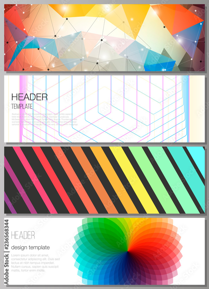 The minimalistic vector illustration of the editable layout of headers ...