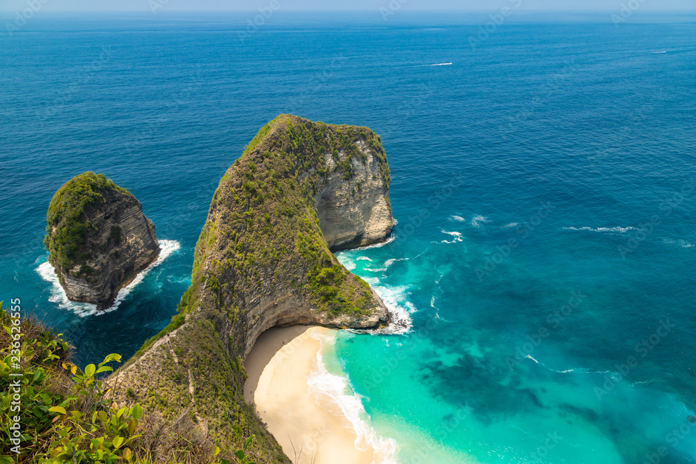 Top view of Karang Dawa bay, Kelingking beach. Nusa Penida Island ...