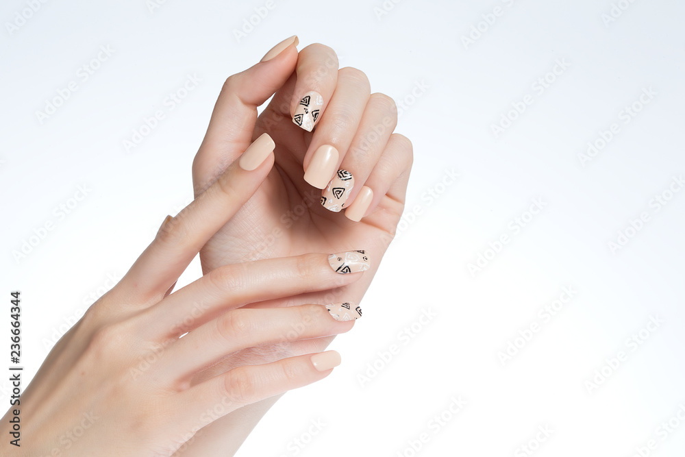 a woman's nail, designed with nail art Stock Photo | Adobe Stock