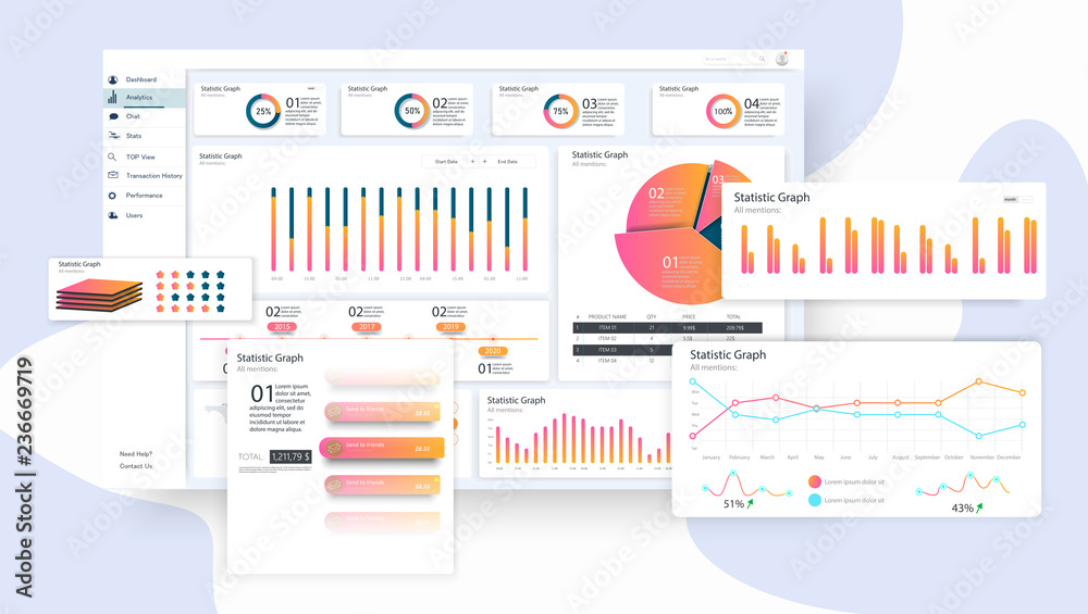 Data Infographic Application UI, UX, KIT. Creative infographic. Vector ...