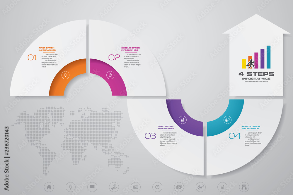 4 steps arrow infographics chart design element. For data presentation ...