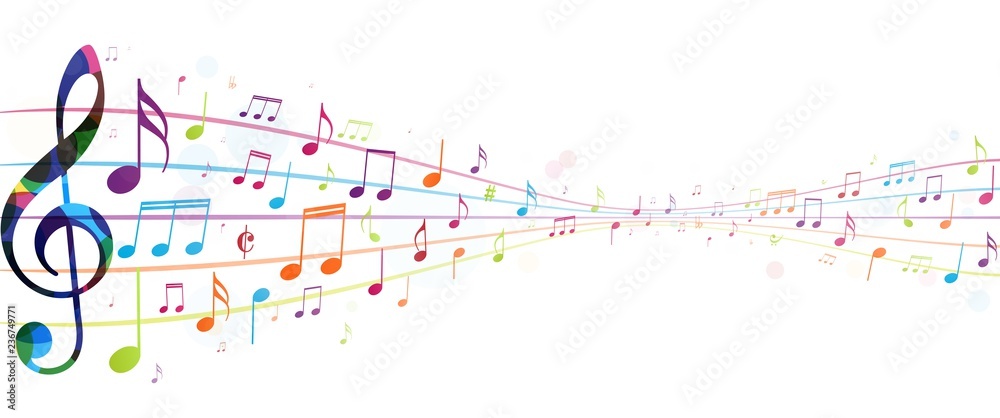 Colorful music notes background Stock Vector | Adobe Stock