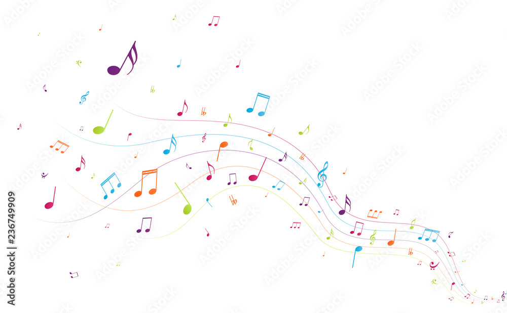 Colorful music notes background Stock Vector | Adobe Stock
